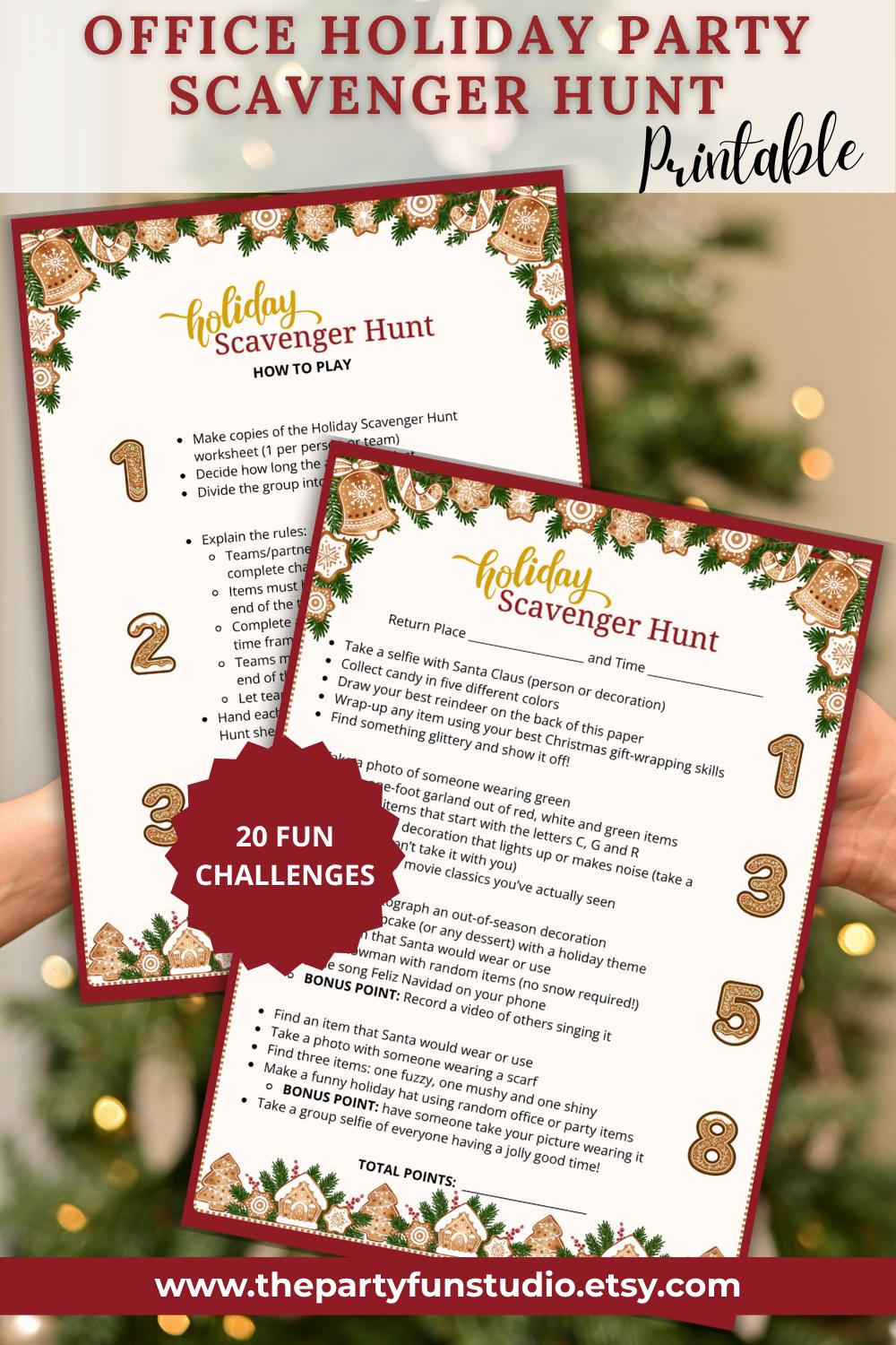 Christmas Scavenger Hunt Game Printable for Office Holiday Parties. Fun ...