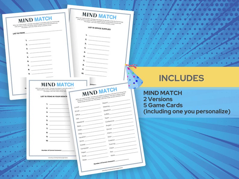 Mind Match Game: Printable Team Building Icebreaker (PDF) - Etsy
