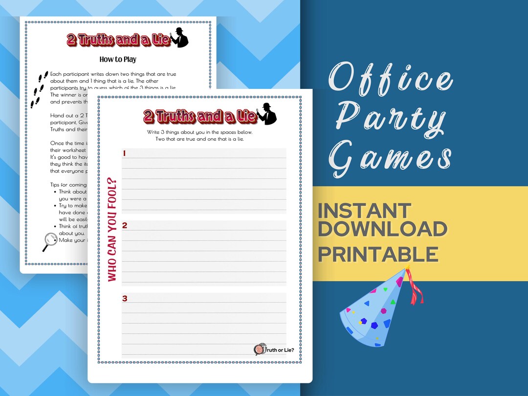 Two Truths and a Lie Printable Group Activity | Office Team Building Staff Activity | Office ...