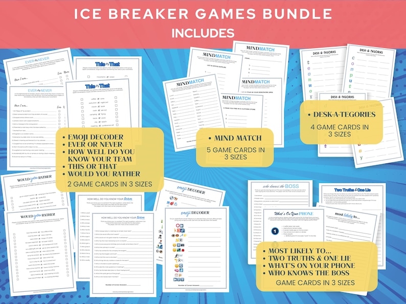 Printable Office Ice Breaker Games and Team Building Activities for ...