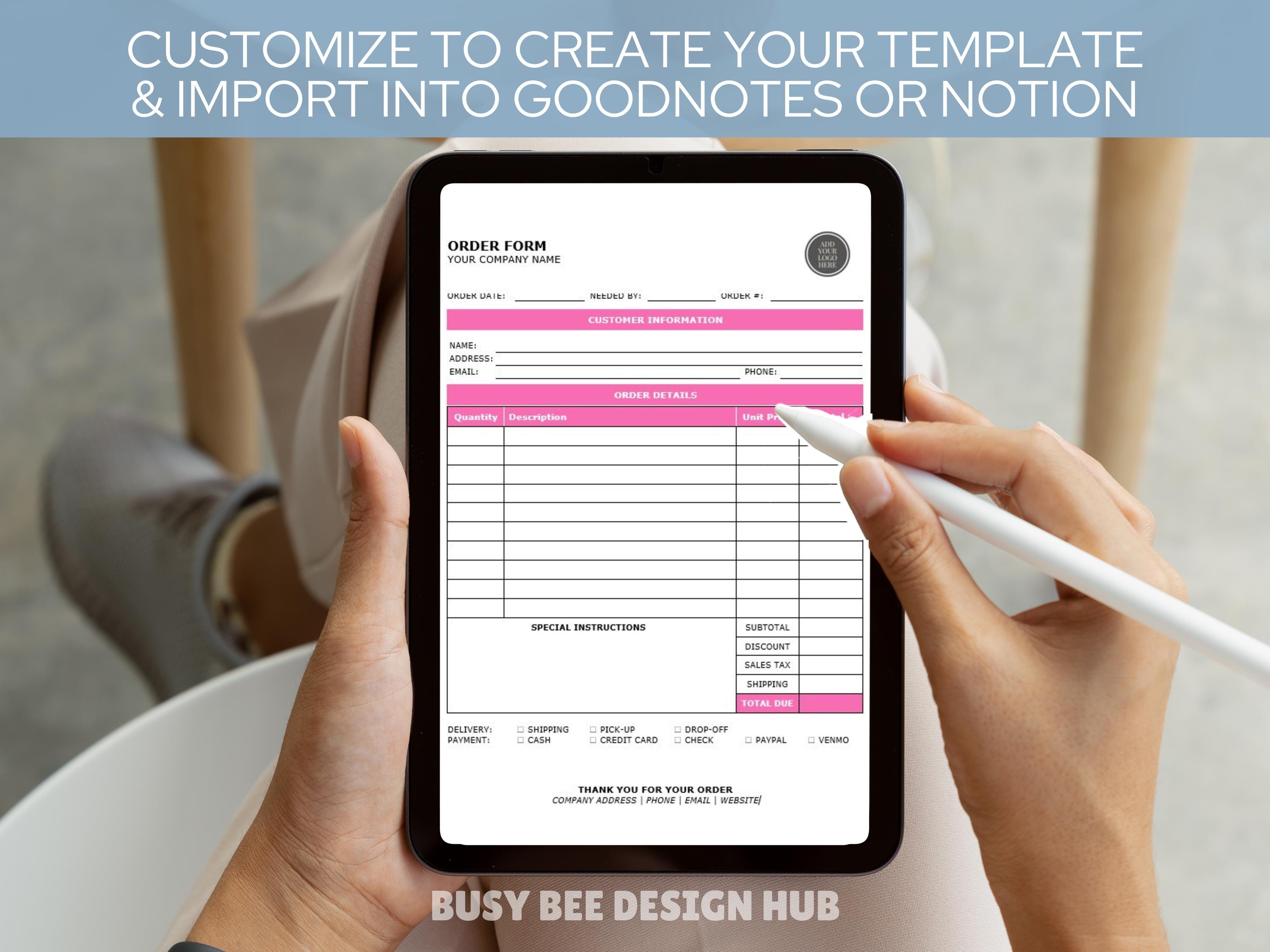 Editable Order Form Template: Small Business Vendor Sheet (digital ...