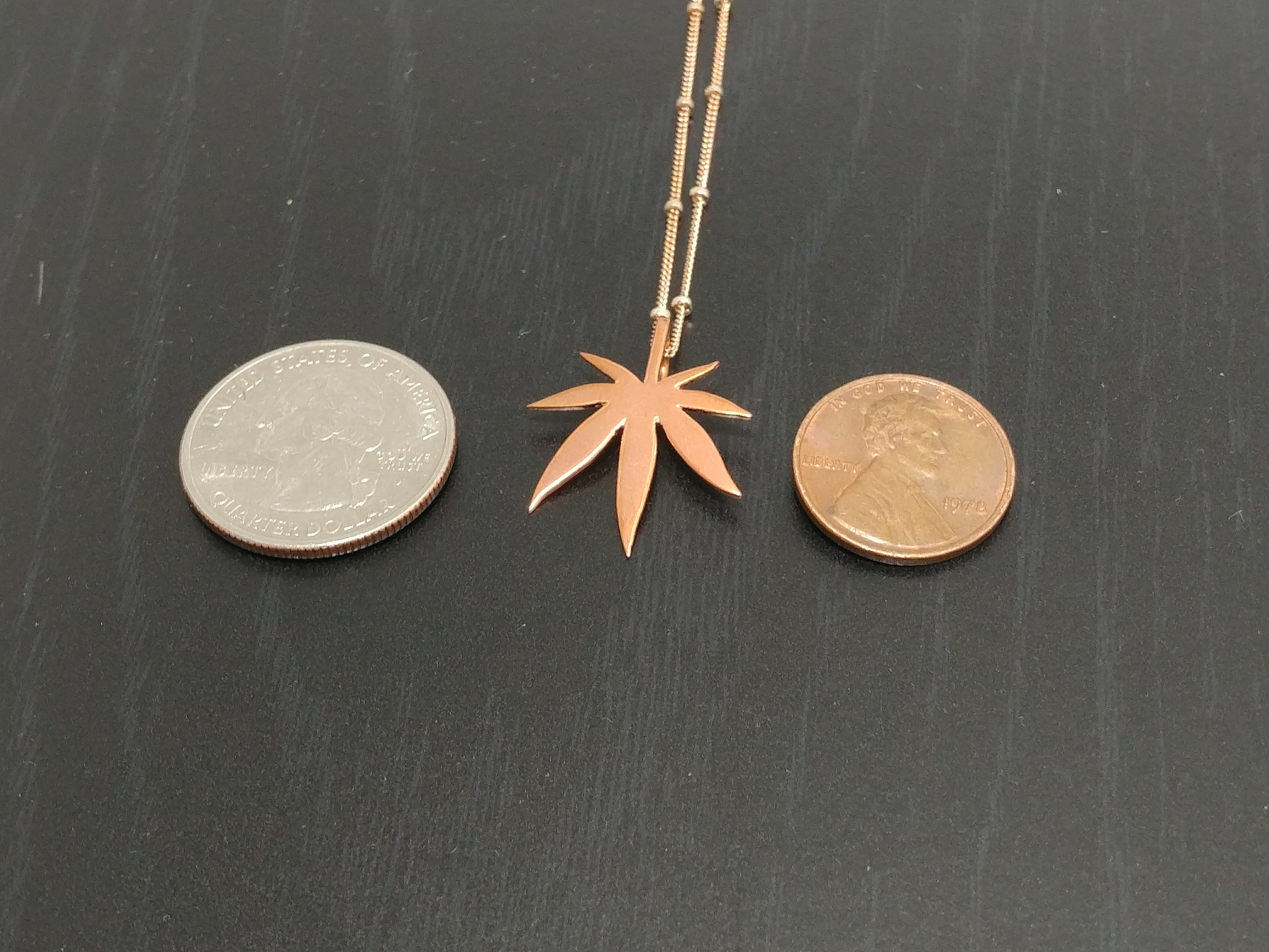 Rose Gold Medium Marijuana Leaf-domed 14K Rose Gold Plated - Etsy