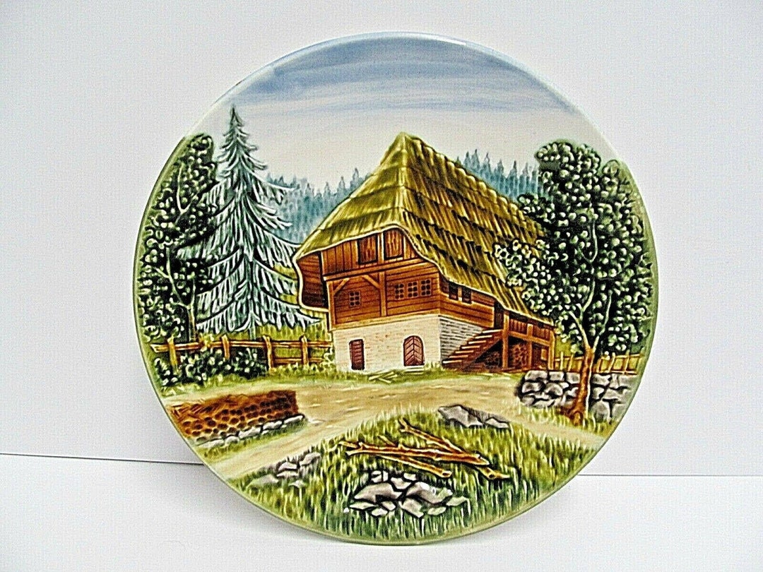 Vintage MAJOLICA Germany HIGHMOUNT MBD 9.25 Collector Wall Plate Countryside - Etsy