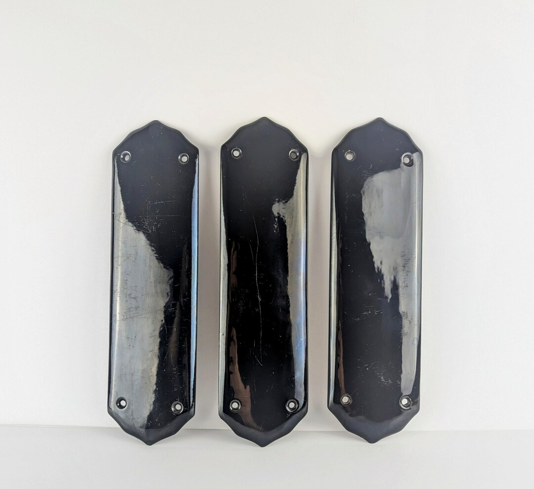 1930s Original Black Glazed Ceramic Internal Door Push Plates ...
