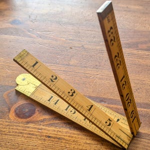 Rabone Boxwood Ruler, Midcentury 2 Feet Long Wood and Brass Folding ...