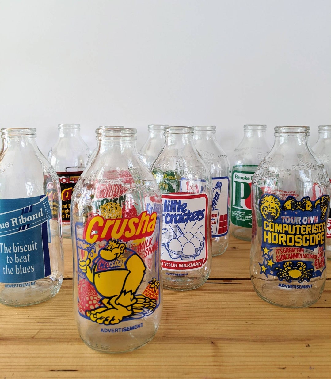 Vintage 1980s British Milk Bottles With Advertising 21 Available Pick ...