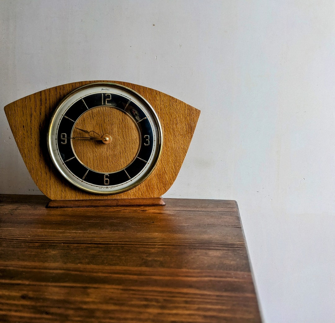 Midcentury British Bentima Mantel Clock, Vintage Teak Clock working ...