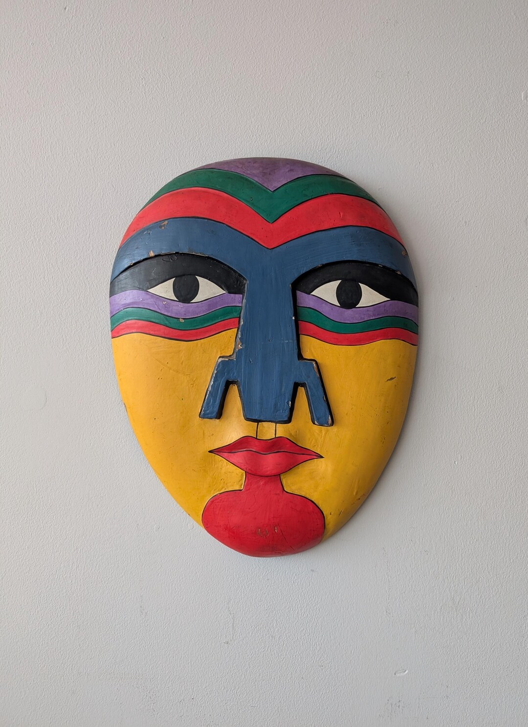 Large C.1980s Laurel Burch Wooden Mask Wall Hanging - Etsy