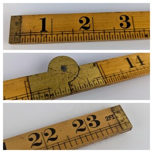 Rabone Boxwood Ruler, Midcentury 2 Feet Long Wood and Brass Folding ...