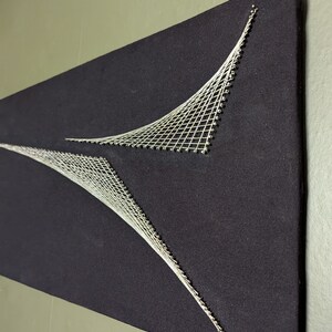 1970s String Art, Abstract Silver Thread on Black Vintage Wall Art ...