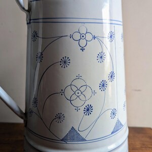 Vintage French White and Blue Floral Enamel Vintage Jug - Etsy