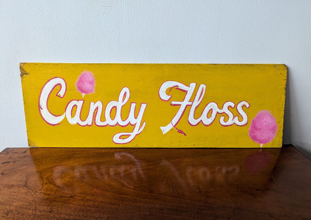 Vintage Fairground 'candy Floss' Hand-painted Wooden Sign - Etsy