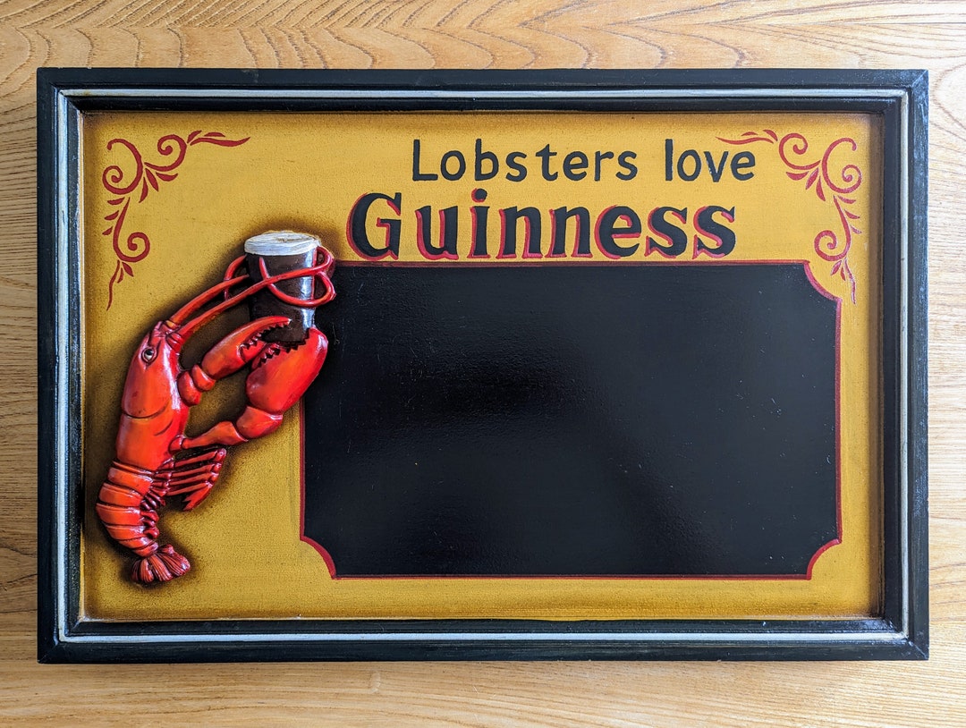 Lobsters Love Guinness Vintage Hand-painted Wooden Pub Sign and ...