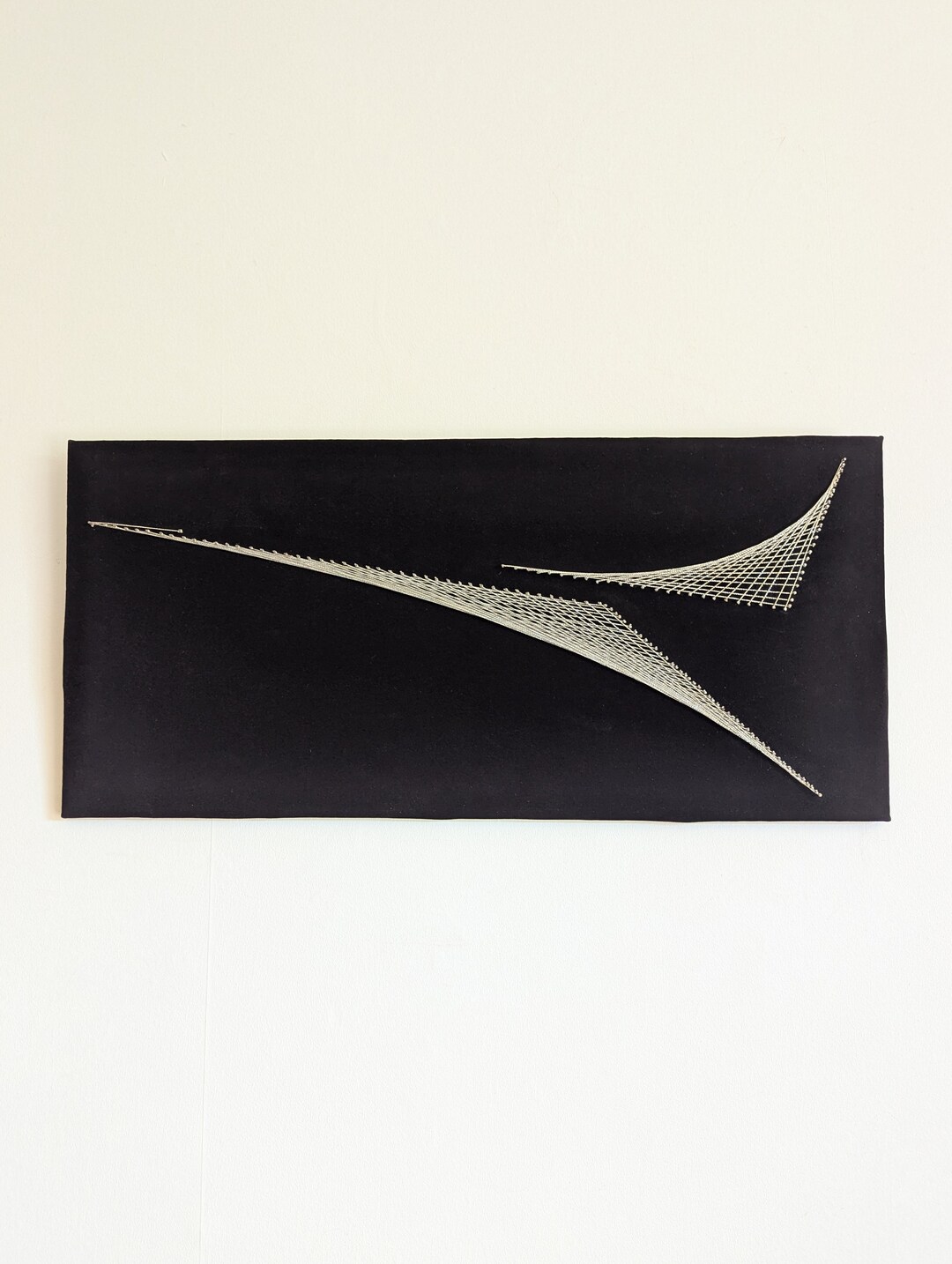 1970s String Art, Abstract Silver Thread on Black Vintage Wall Art - Etsy UK