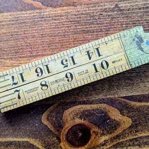 Rabone Boxwood Ruler, Midcentury 2 Feet Long Wood and Brass Folding ...