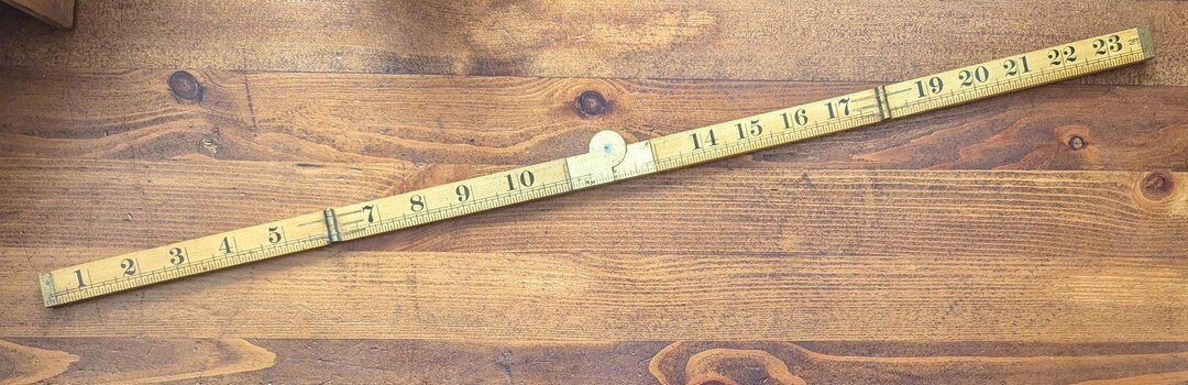 Rabone Boxwood Ruler, Midcentury 2 Feet Long Wood and Brass Folding ...