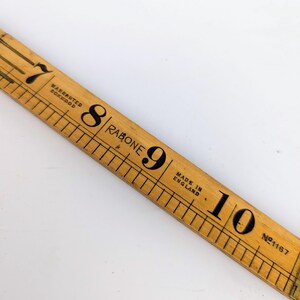 Rabone Boxwood Ruler, Midcentury 2 Feet Long Wood and Brass Folding ...