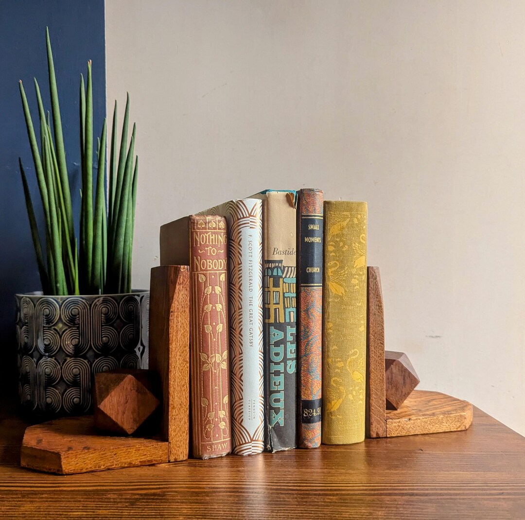 Art Deco Book Ends, Solid Oak Early 20th Century Bookends With ...