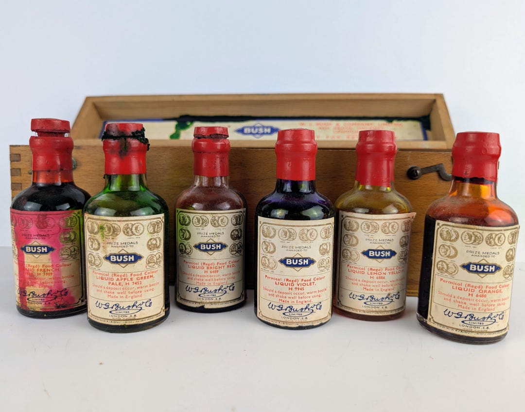 Vintage Food Colouring in a Wooden Box, Kitchen Decor - Etsy