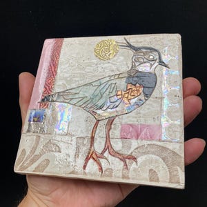 Ceramic Lapwing Collage Bird Tile - Etsy