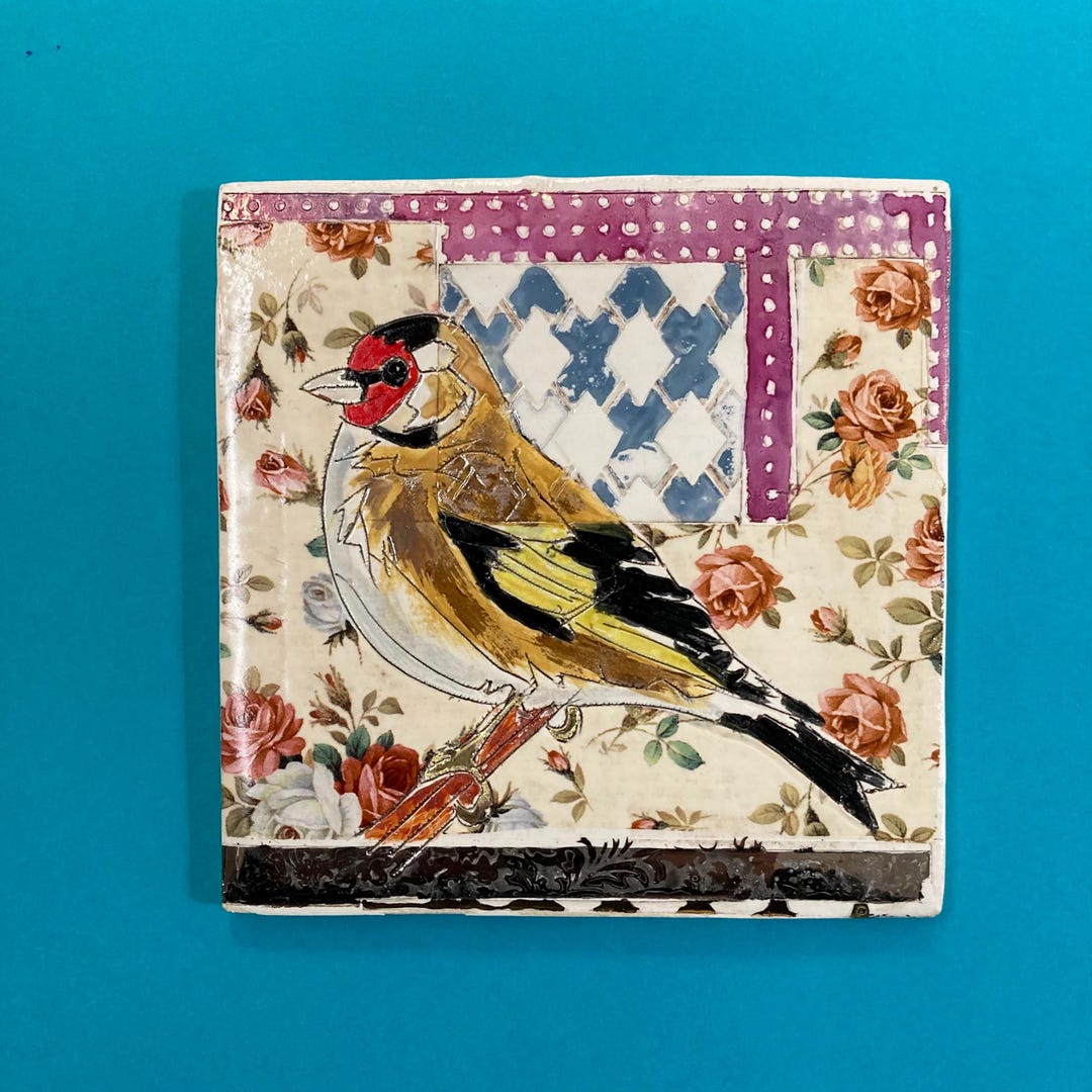 Goldfinch Ceramic Bird Tile - Etsy