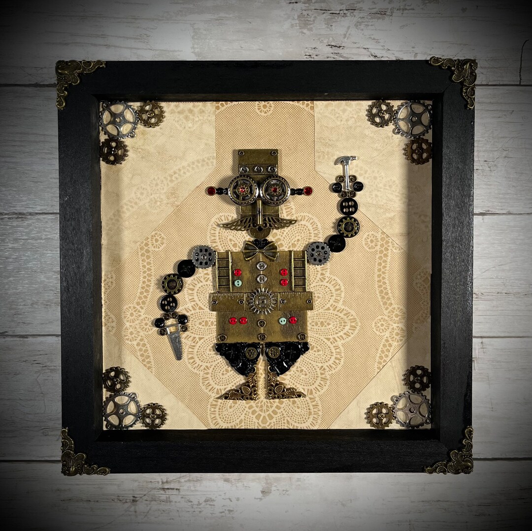 Steampunk Handyman Robot Button Art - Etsy