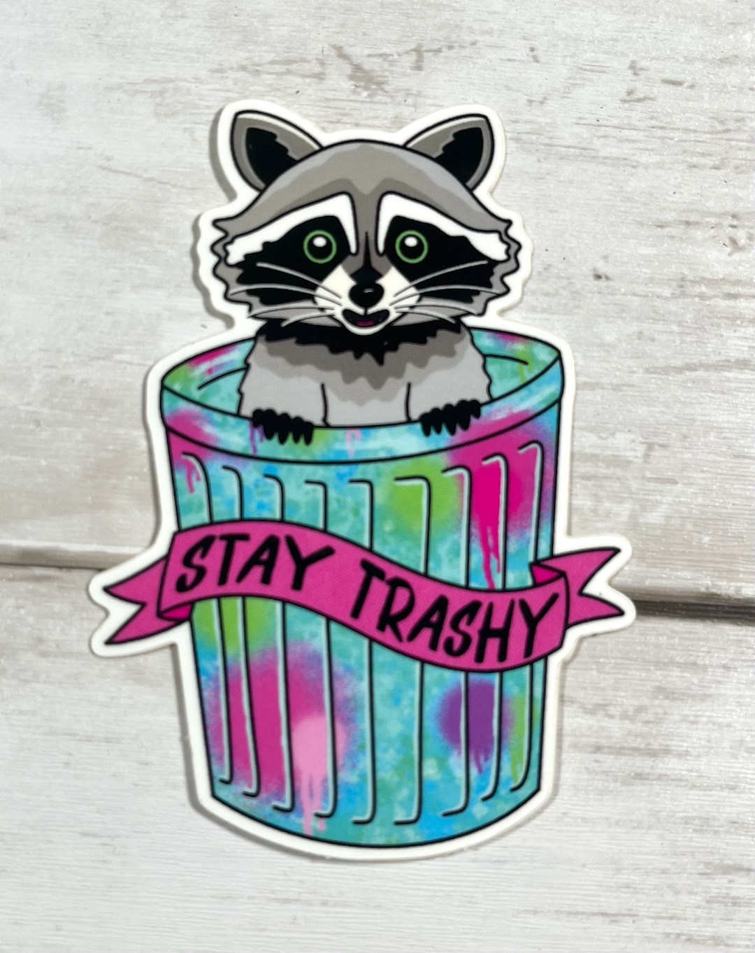 Stay Trashy Raccoon Sticker - Etsy