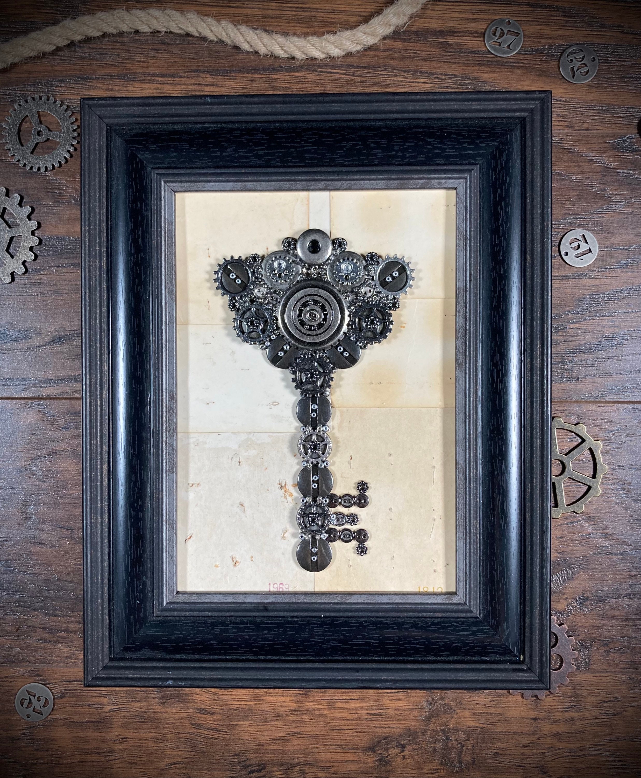 Skeleton Key Button Art, Skeleton Key Wall Art, Industrial Skeleton Key ...