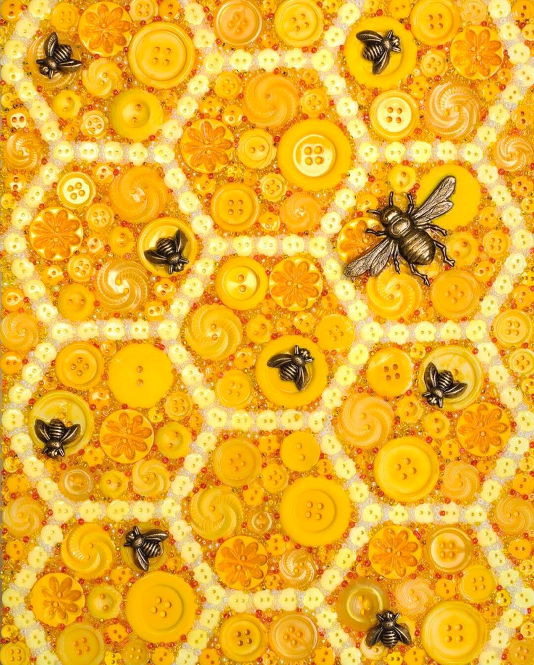 Honeycomb Button Art PRINT, Beehive Button Art Print - Etsy