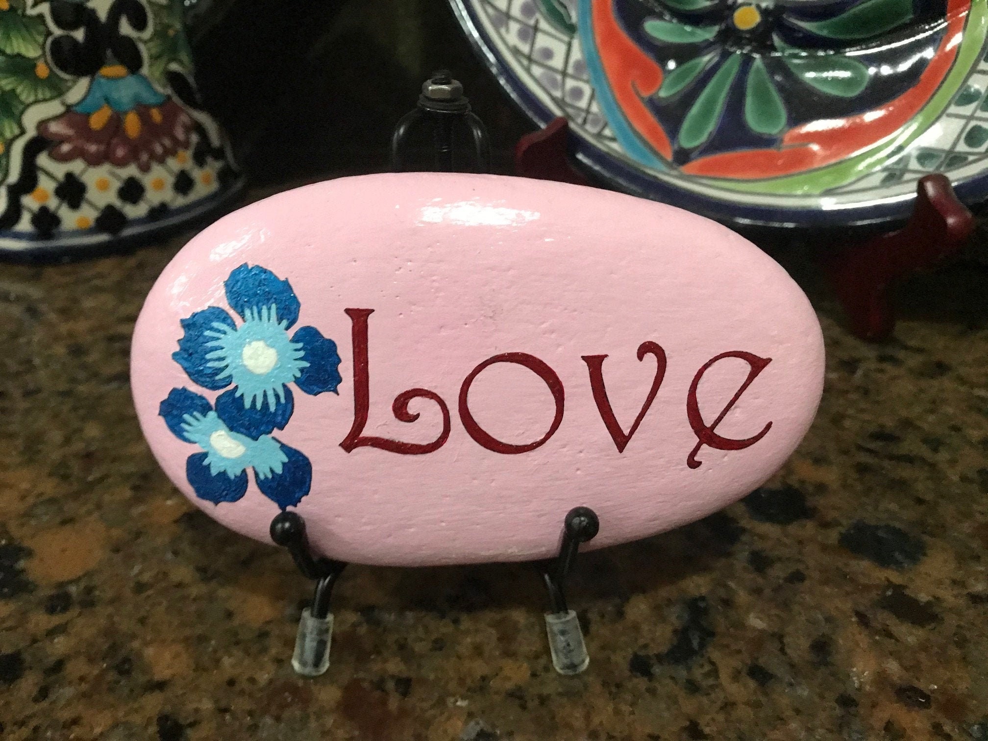Painted Rock - Love (pink With Flowers) - Etsy