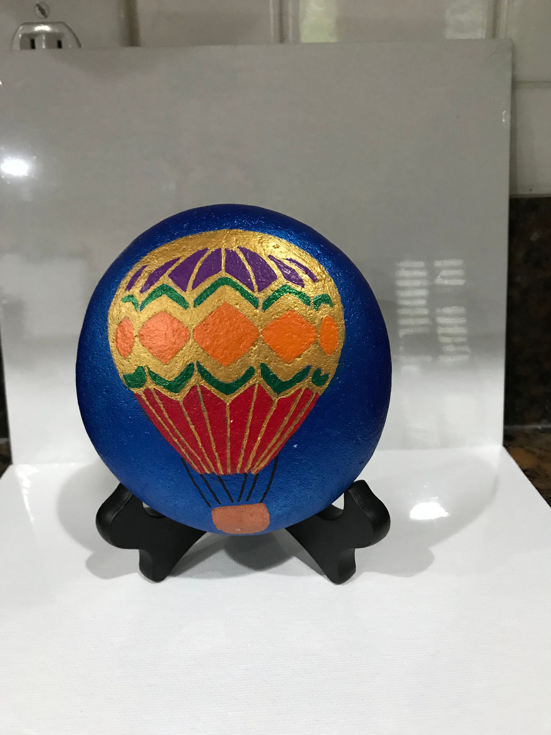 Painted Rock - Metallic Hot Air Balloon - Etsy