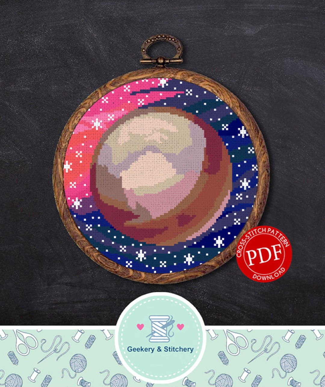 Pluto | Digital Download | Round Cross Stitch Pattern | - Etsy