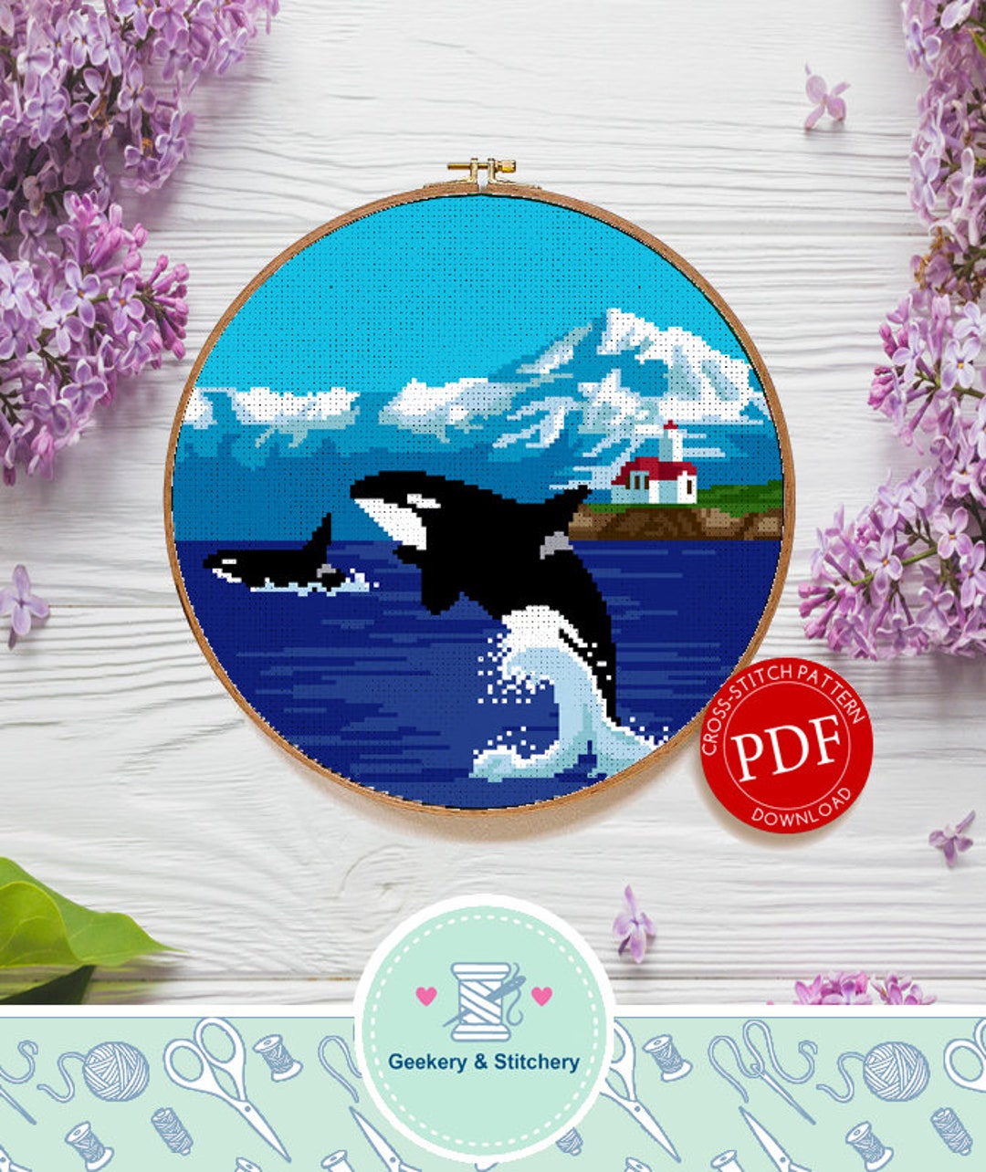 Patos Island Light Washington | Digital Download | Round Cross Stitch ...