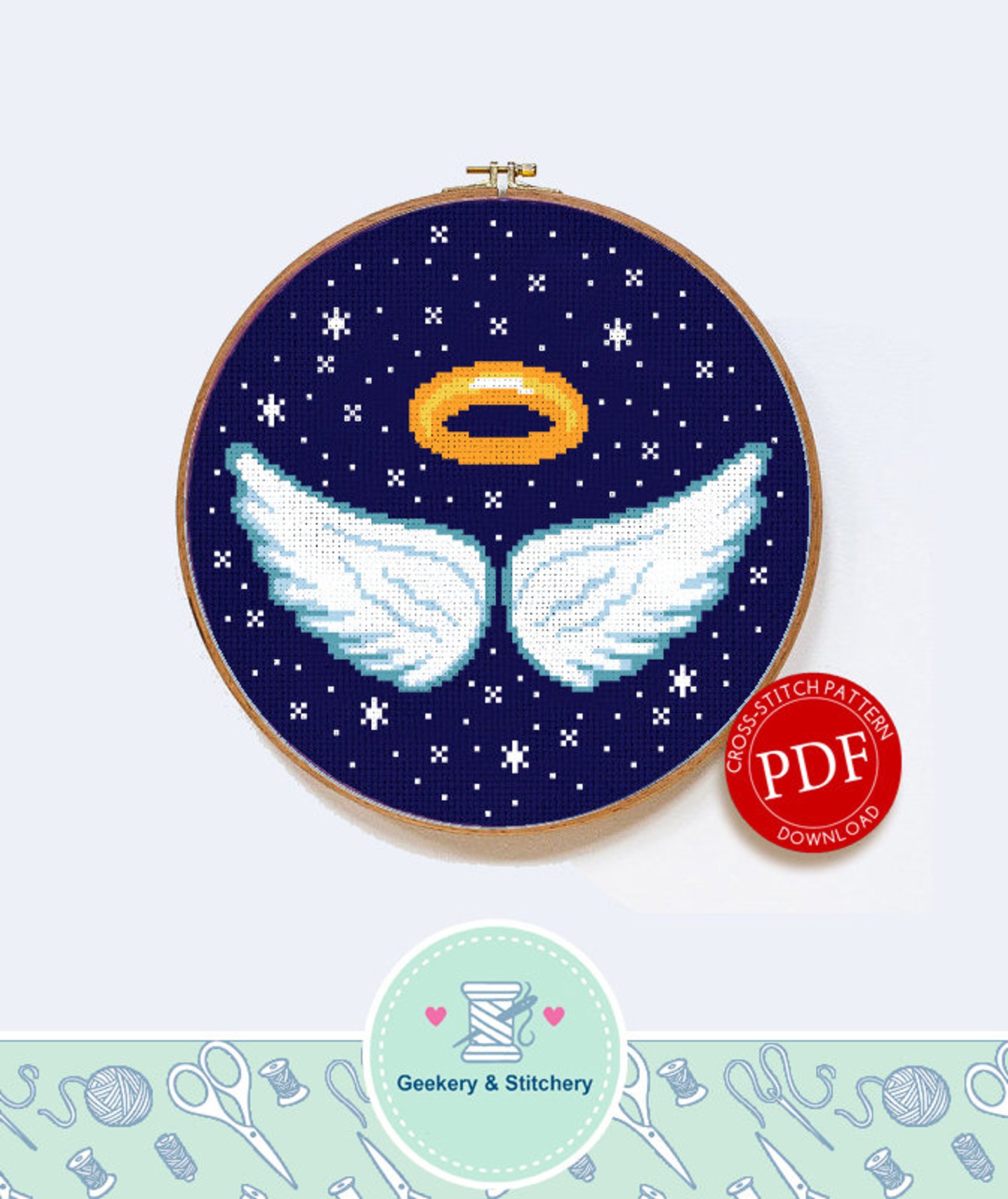 Angel Wings | Digital Download | Round Cross Stitch Pattern | - Etsy