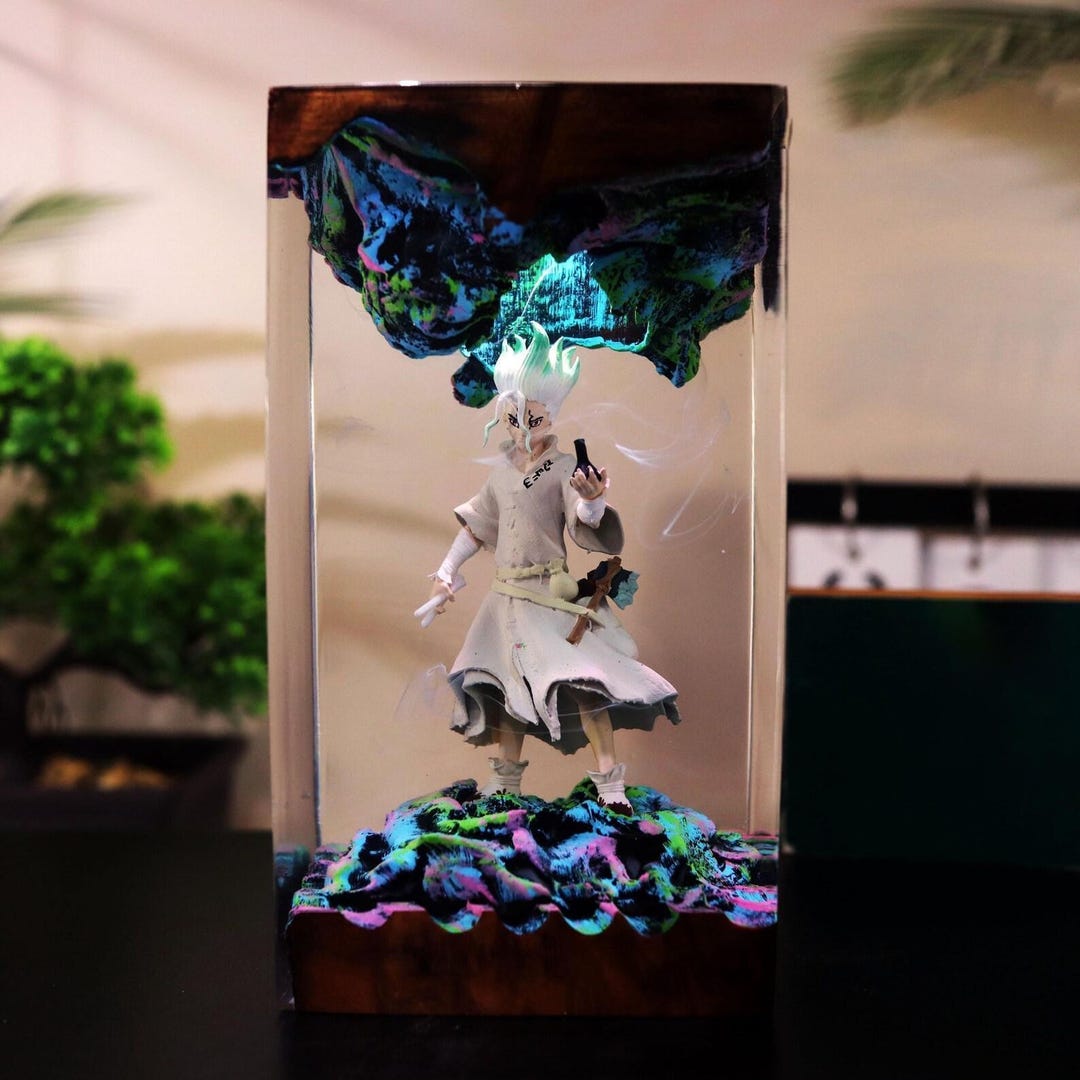 Ishigami Senku Dr. Stone Resin Lamp, Handmade Anime Science Decor ...