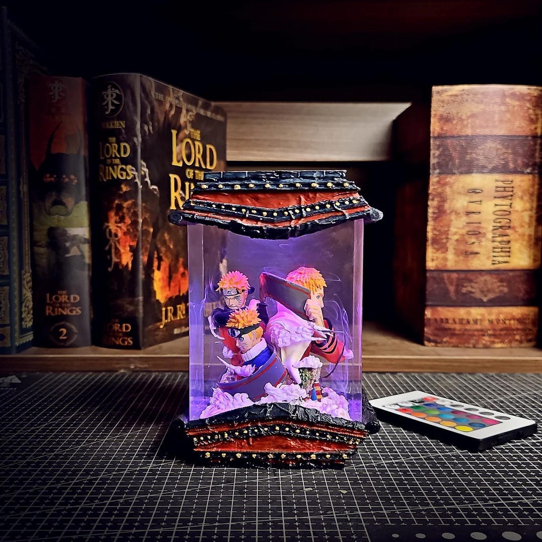 Naruto Evolution of the Hokage Resin Lamp, LED Anime Diorama Night ...