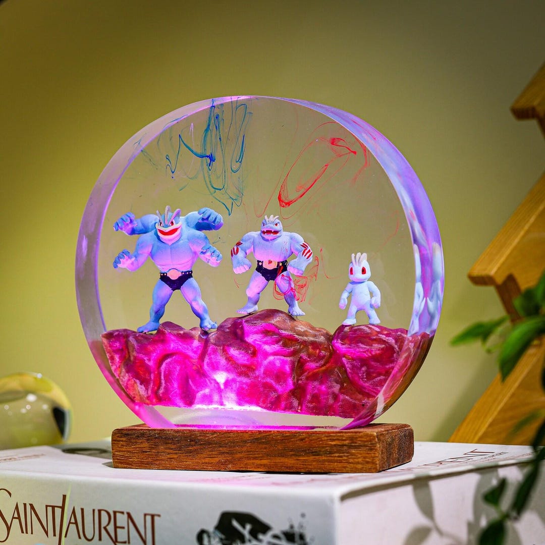 Machoke Evolution Custom Epoxy Resin Lamp, Christmas Gift, Gift for Kid ...