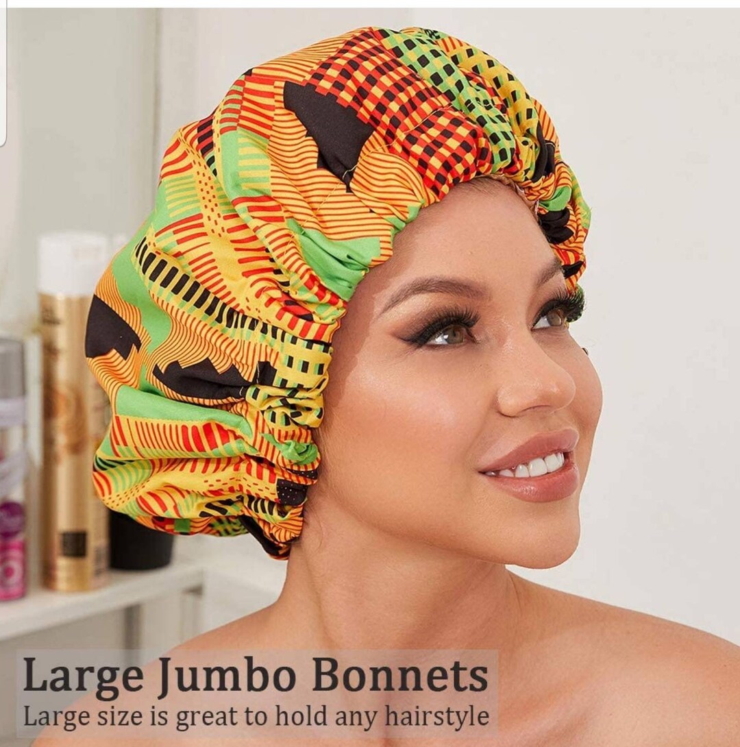 Extra Large Satin Lined Bonnets Sleep Cap Kente Cloth. - Etsy