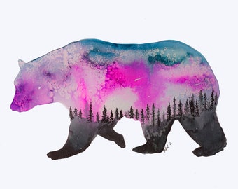 Watercolor Bear Painting Black Bear Watercolor Print Bear - Etsy