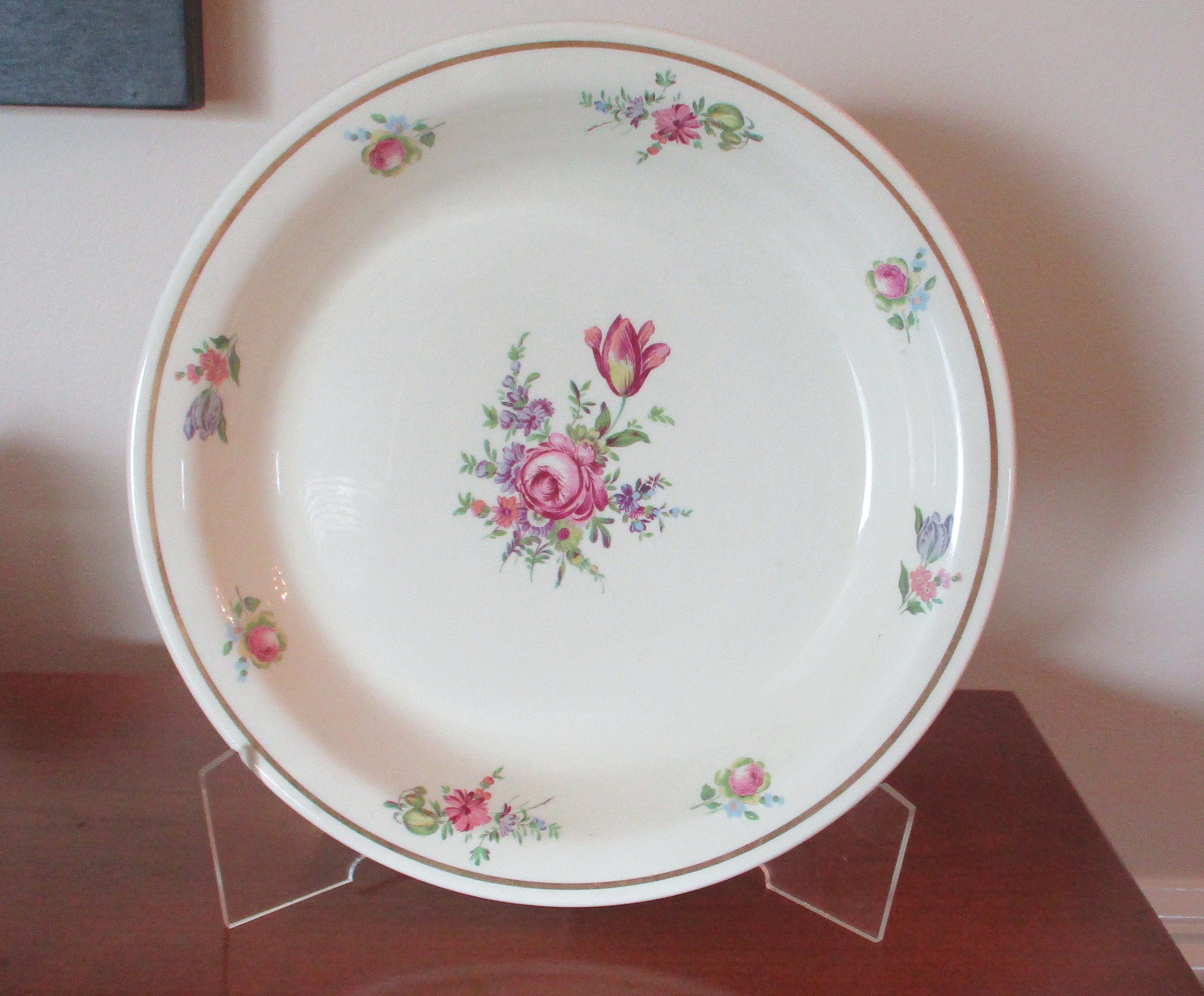 VINTAGE. 3 Homer Laughlin dessert plates Priscilla Pattern gold trim ...