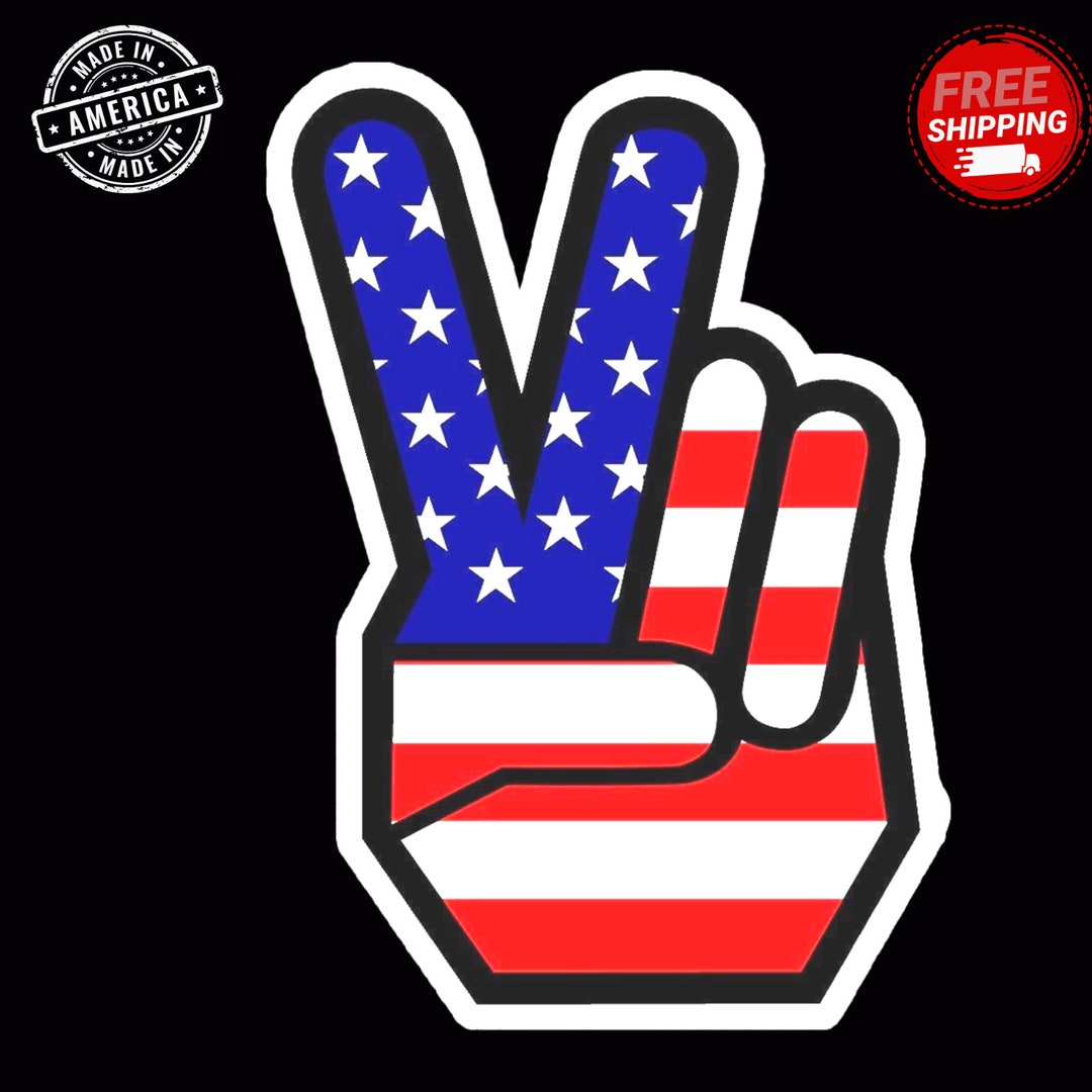 Peace Sign Hand American Flag Car Window Decal Laptop Vinyl - Etsy