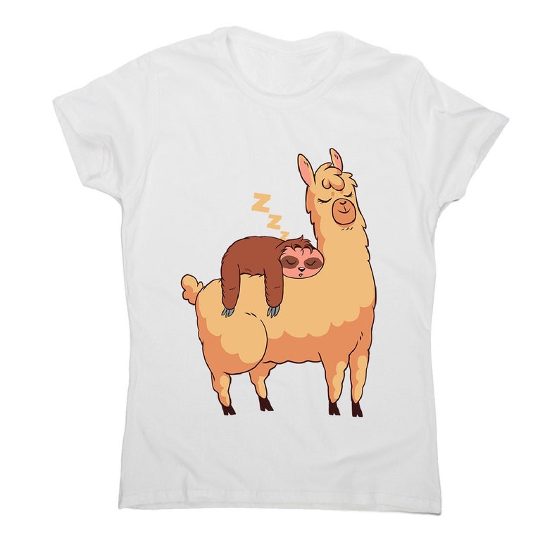 Sloth Riding Llama Women's Funny Illustrations T-shirt | Etsy