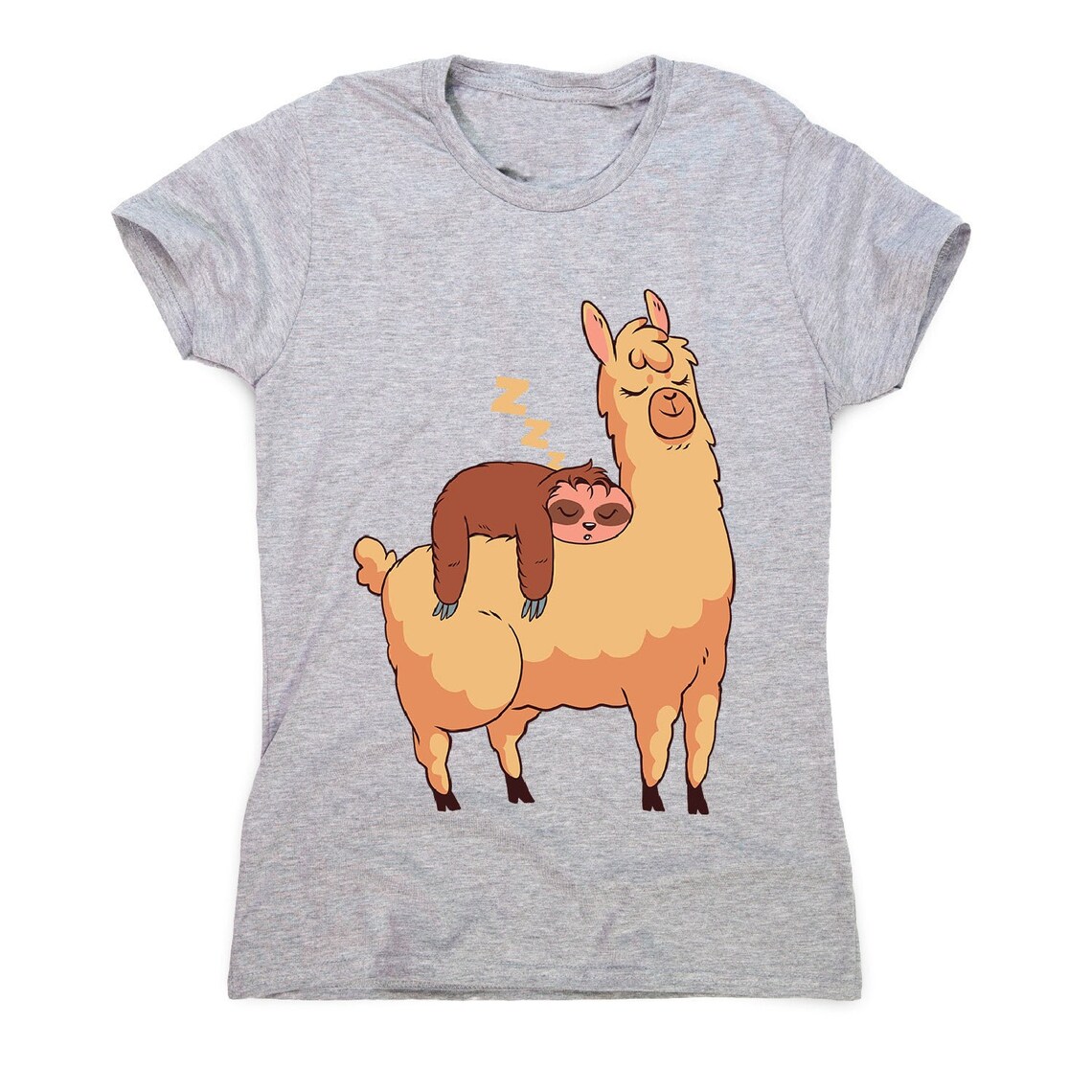 Sloth Riding Llama Women's Funny Illustrations T-shirt | Etsy