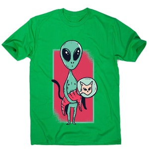 Space Alien Cute Cat Men's Funny Premium T-shirt | Etsy