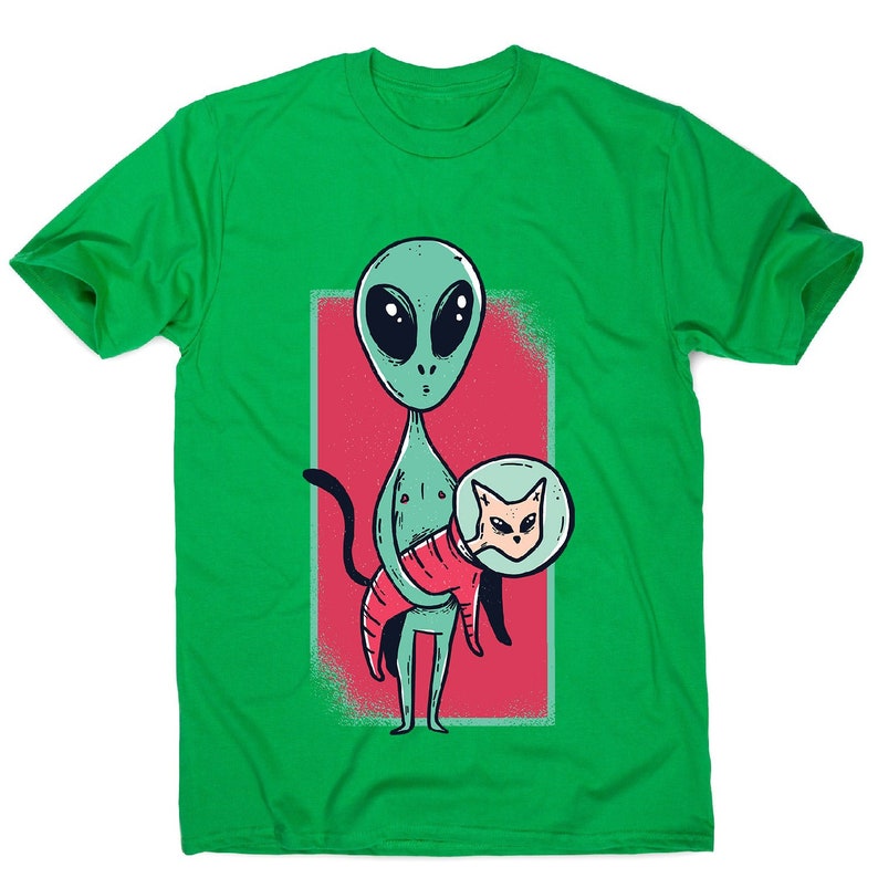 Space Alien Cute Cat Men's Funny Premium T-shirt | Etsy