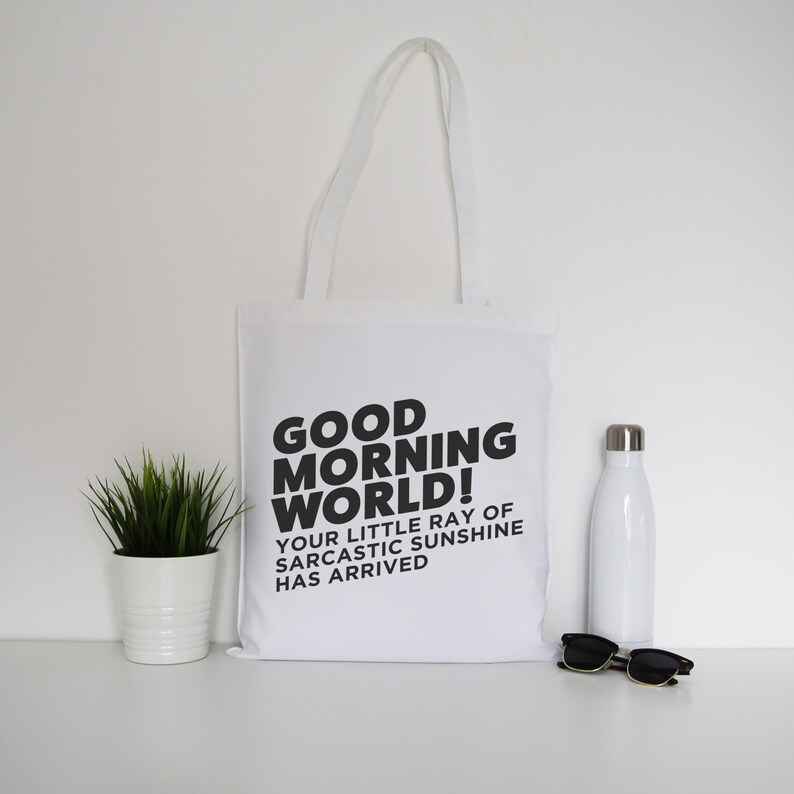 Good Morning World Funny Tote Bag Canvas Shopping | Etsy