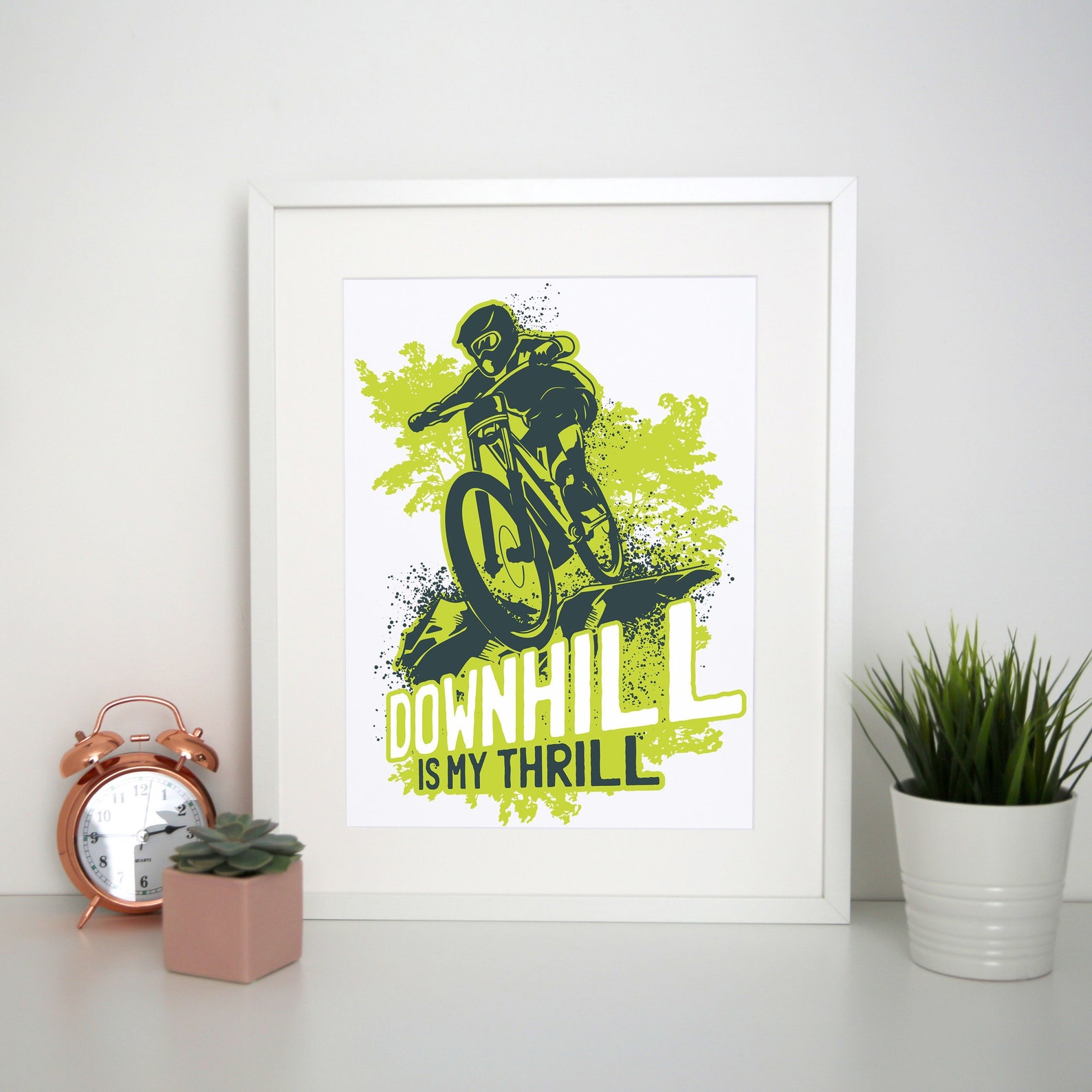 Downhill Biking Mountain Bike Print Poster Framed Wall Art | Etsy