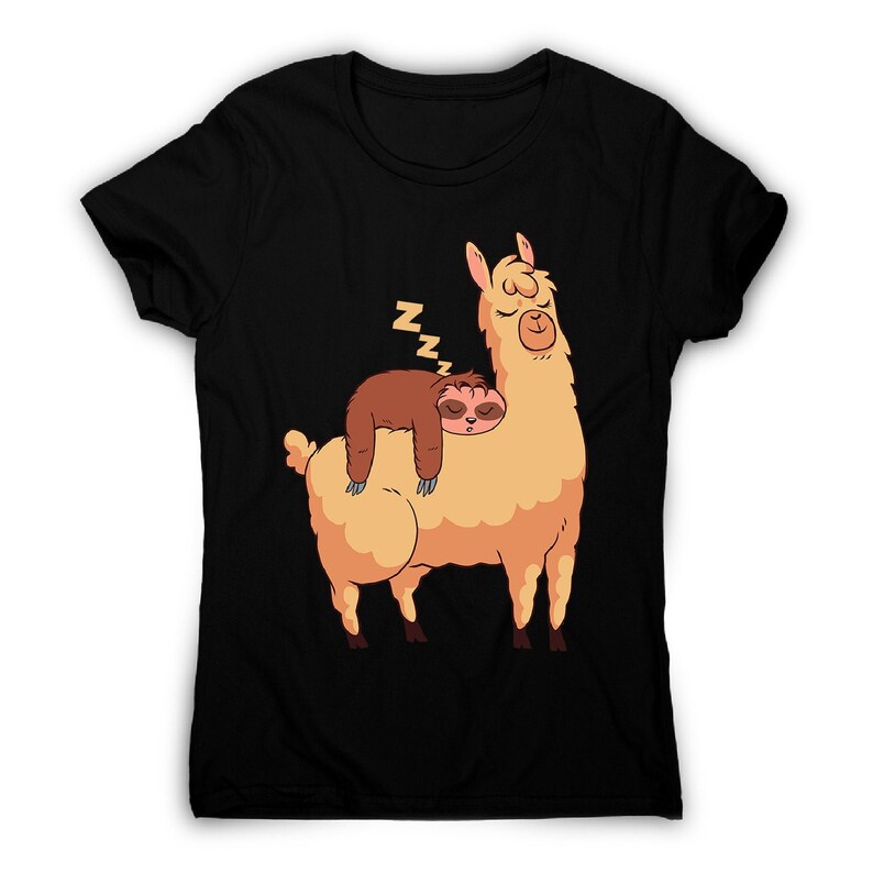 Sloth Riding Llama Women's Funny Illustrations T-shirt - Etsy
