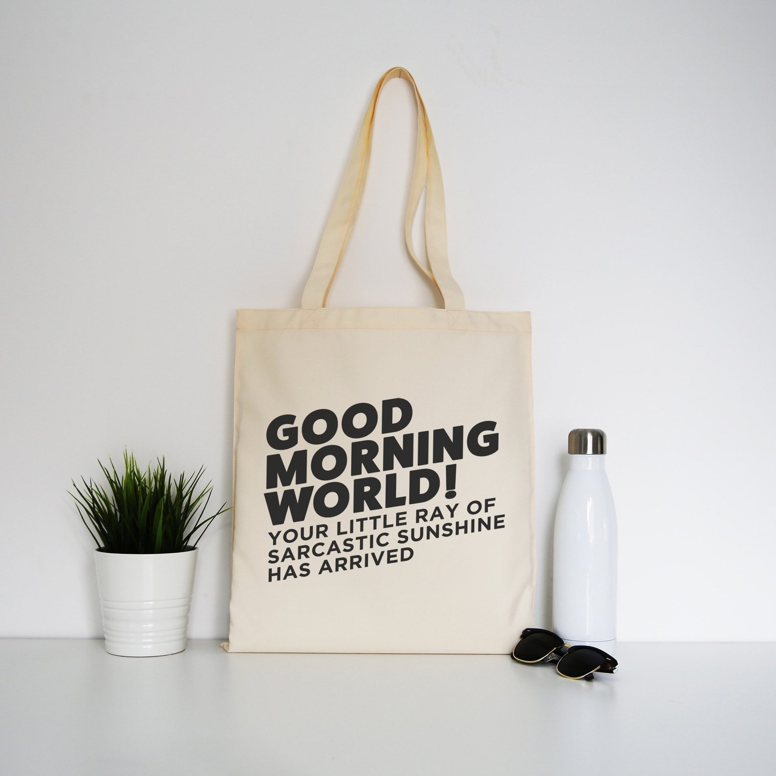 Good Morning World Funny Tote Bag Canvas Shopping | Etsy