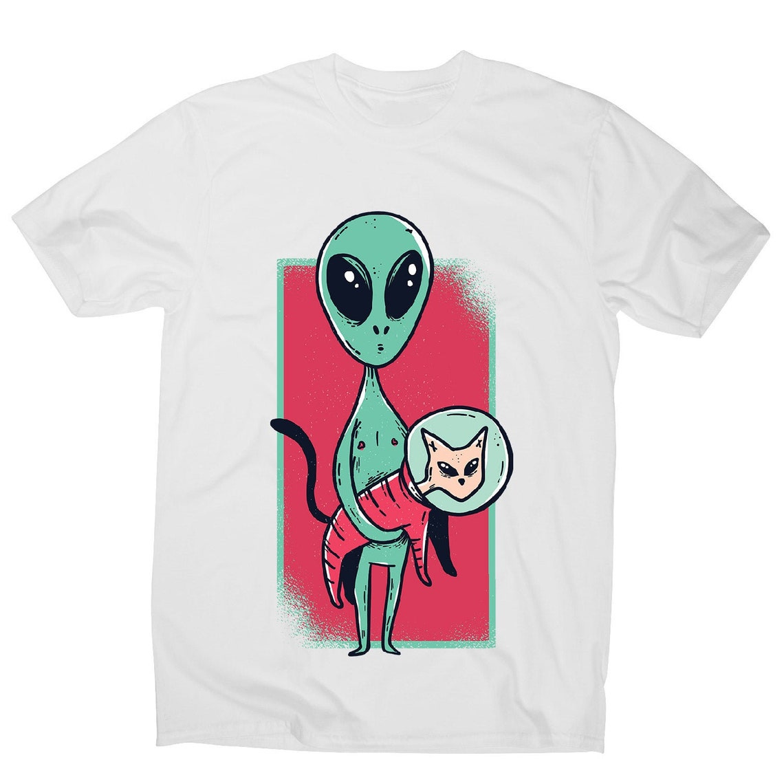 Space Alien Cute Cat Men's Funny Premium T-shirt | Etsy